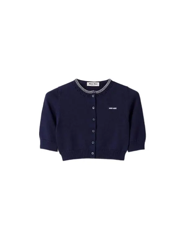 Miu Miu Cropped Cardigan With Logo Detail - Multicolor