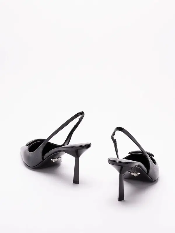 Prada Saffiano Patent Leather Slingback Pumps