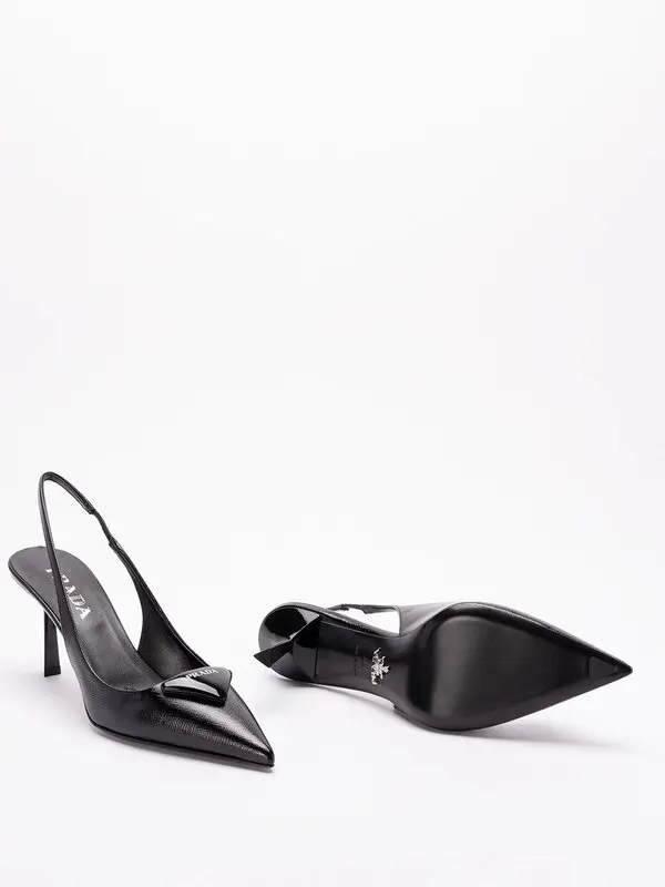 Prada Saffiano Patent Leather Slingback Pumps