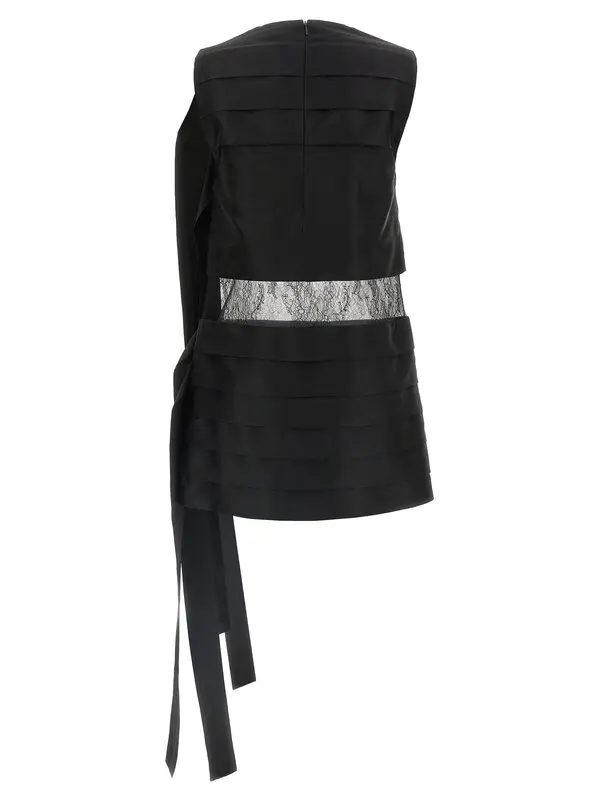 FERRAGAMO Silk Lace Insert Mini Dress