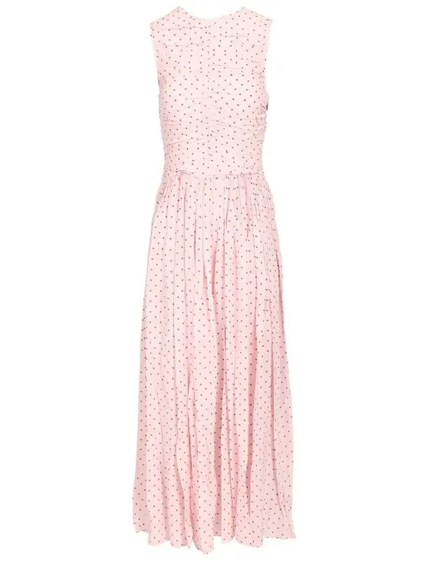 ROTATE BY BIRGER CHRISTENSEN Sleeveless Shirred Floral Print Maxi Dress - Multicolor