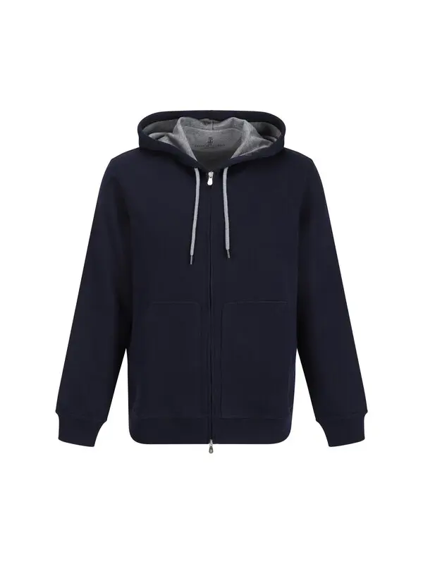 Brunello Cucinelli Monochrome Full-zip Hoodie - Blue