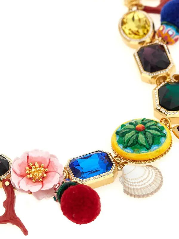 Dolce & Gabbana Ruota Carretto' Pendant Necklace With Crystals And Charms