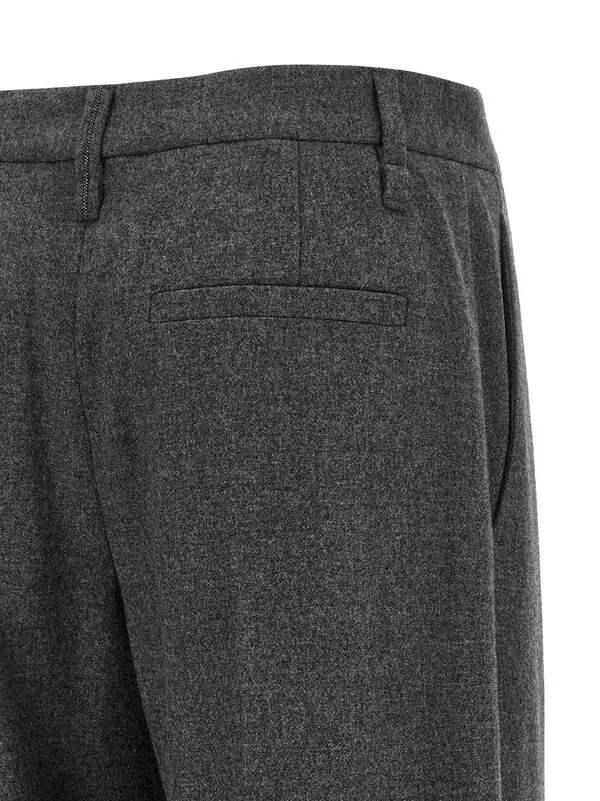 Brunello Cucinelli Wool And Cashmere Mélange Blend Trousers - Gray