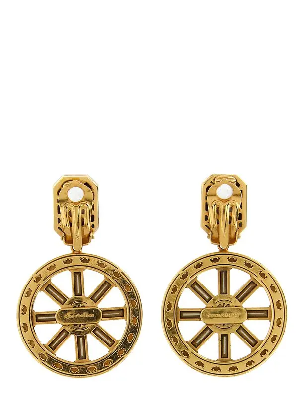 Dolce & Gabbana Ruota Carretto' Crystal And Brass Clip-on Earrings - Multicolor