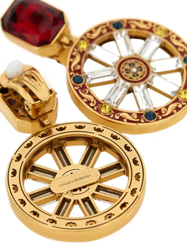 Dolce & Gabbana Ruota Carretto' Crystal And Brass Clip-on Earrings - Multicolor