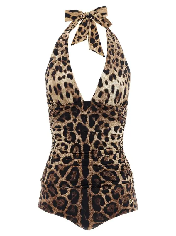 Dolce & Gabbana Leopard Print One-piece Swimsuit - Brown