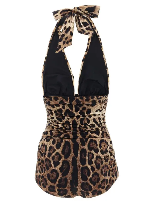 Dolce & Gabbana Leopard Print One-piece Swimsuit - Brown