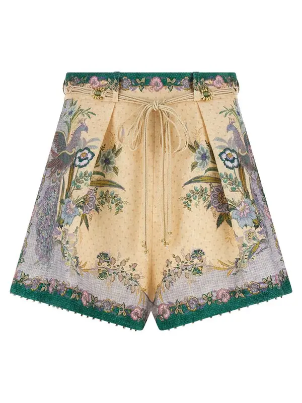 Zimmermann Indra Scarf Print Linen Shorts - Multicolor