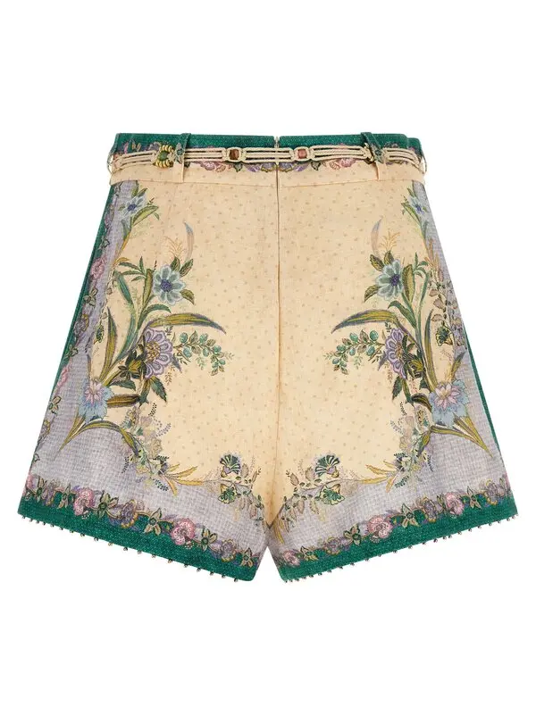 Zimmermann Indra Scarf Print Linen Shorts - Multicolor