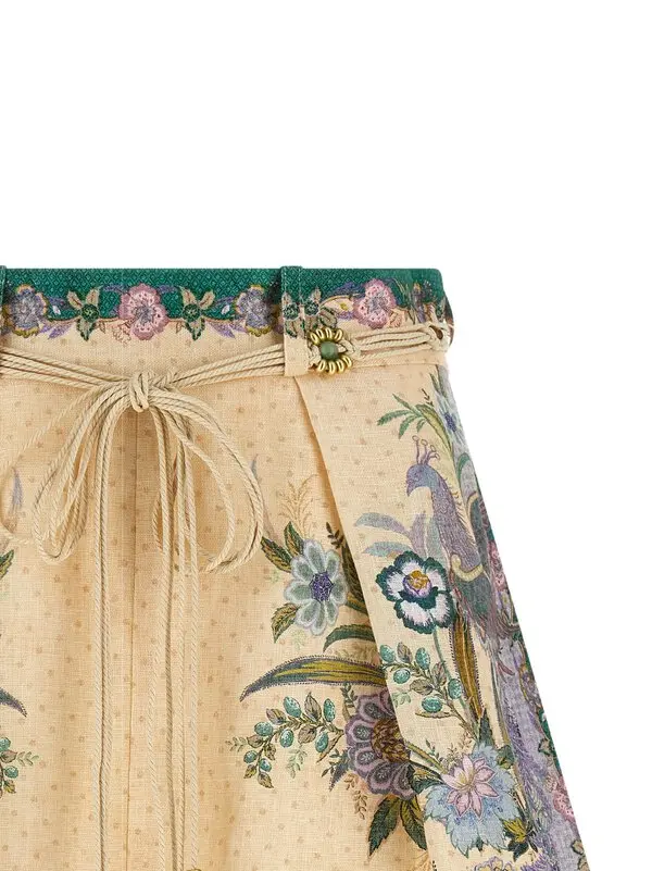 Zimmermann Indra Scarf Print Linen Shorts - Multicolor