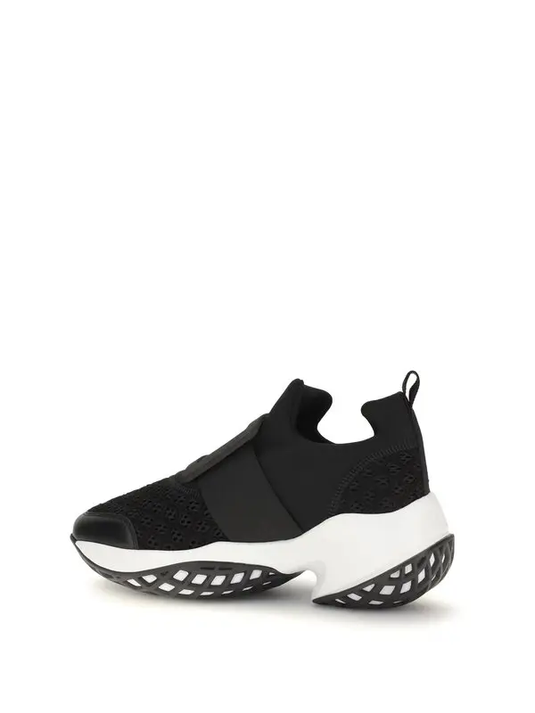 ROGER VIVIER Viv' Run Sneakers In Scuba-effect Fabric And Mesh With Buckle Detail - Black
