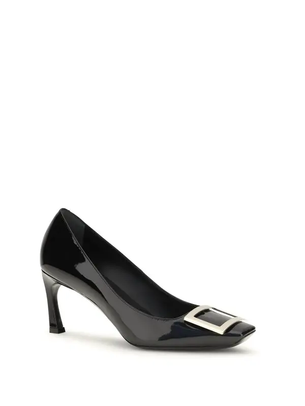 ROGER VIVIER Patent Leather Trompette Pumps With Buckle Detail - Black