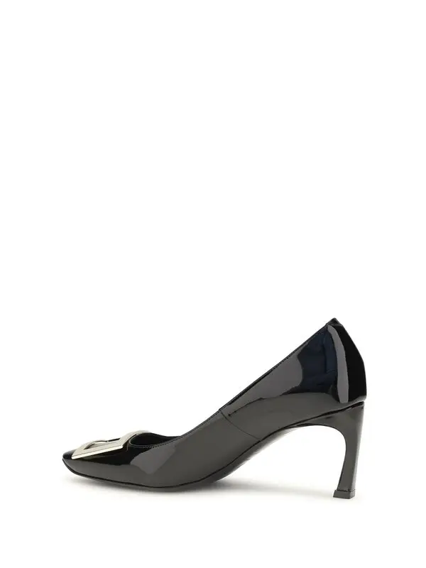 ROGER VIVIER Patent Leather Trompette Pumps With Buckle Detail - Black
