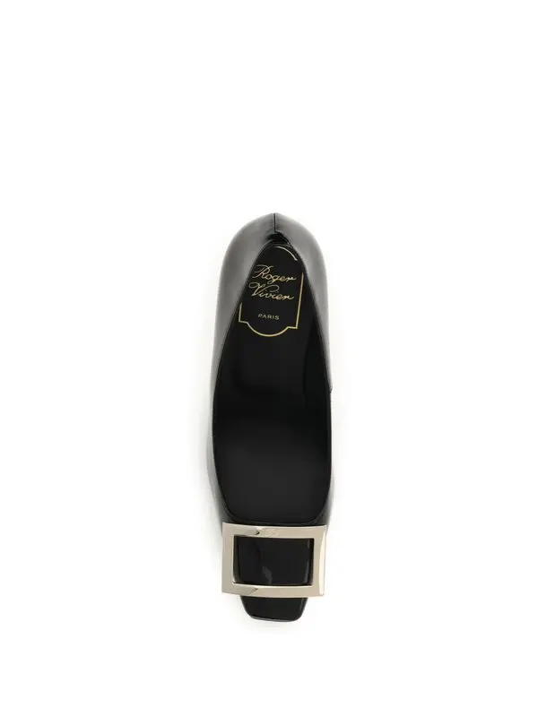 ROGER VIVIER Patent Leather Trompette Pumps With Buckle Detail - Black