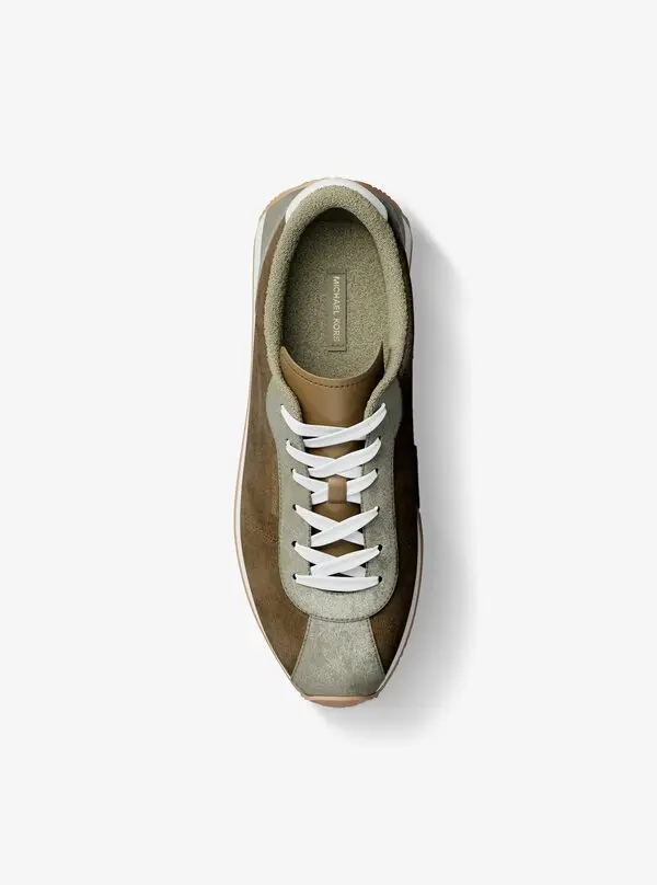 Michael Kors Rhodes Color-block Suede Trainers - Green