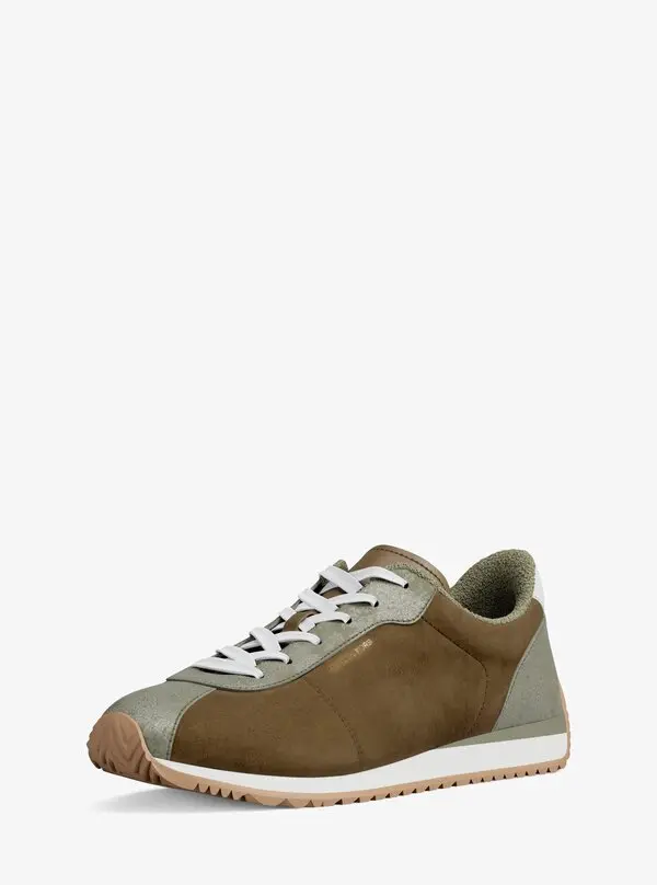 Michael Kors Rhodes Color-block Suede Trainers - Green