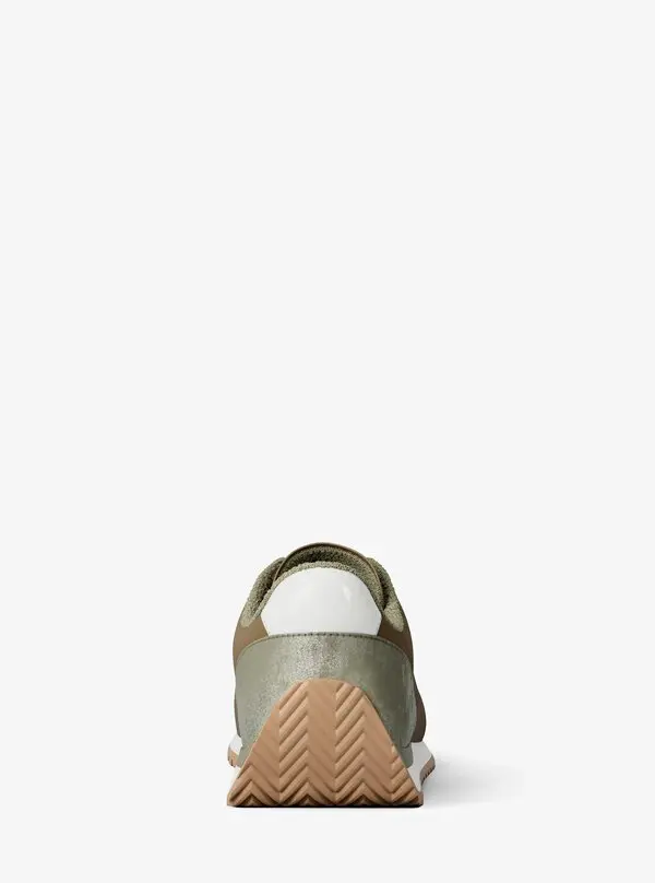 Michael Kors Rhodes Color-block Suede Trainers - Green