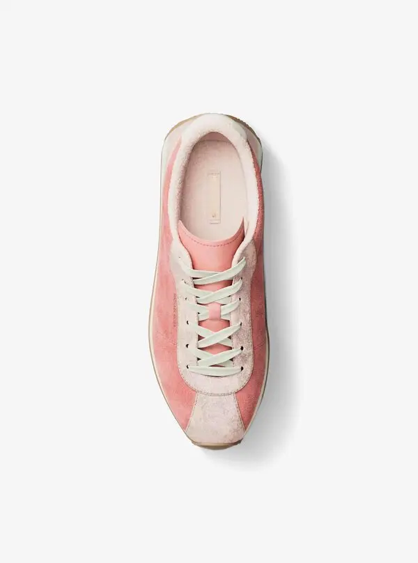 Michael Kors Rhodes Color-block Suede Trainers - Pink