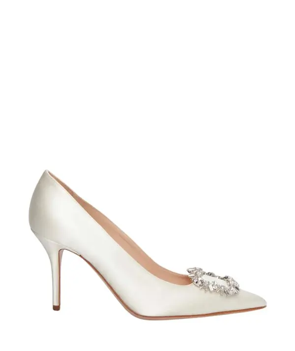 EMILIA WICKSTEAD Sophia Jewel Buckle Satin Pumps - Ivory