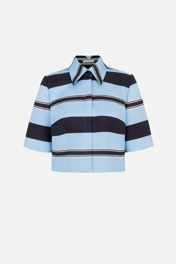 EMILIA WICKSTEAD Natalie Top In & Black Striped Taffeta Faille - Blue