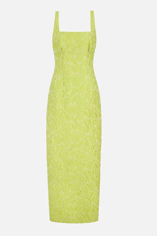 EMILIA WICKSTEAD Micheline Dress In Embossed Cloque - Lime