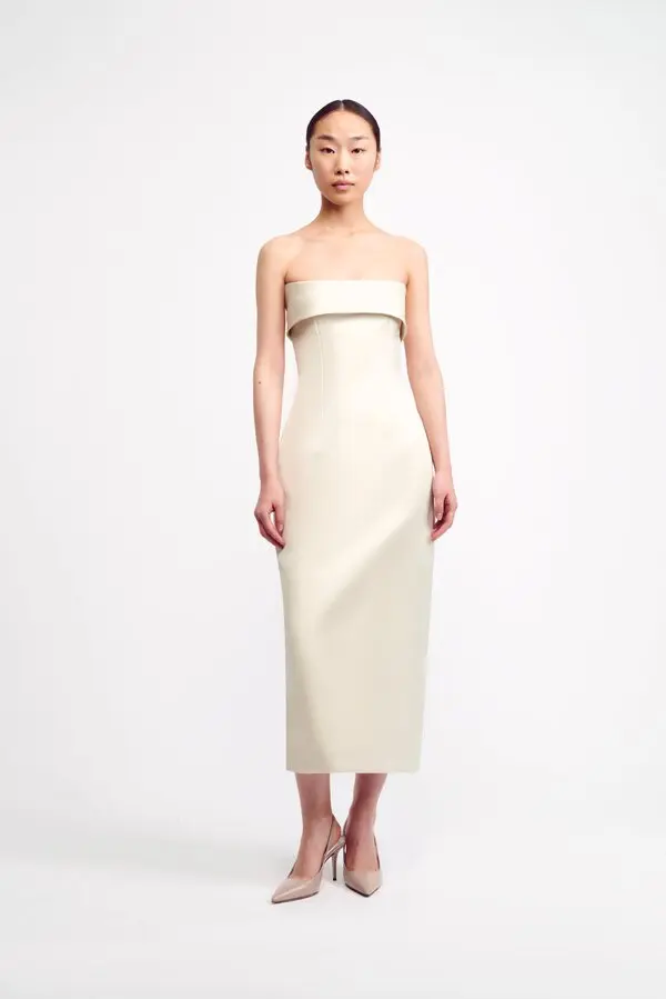 EMILIA WICKSTEAD Keeley Strapless Bridal Dress In Duchess Satin - Ivory