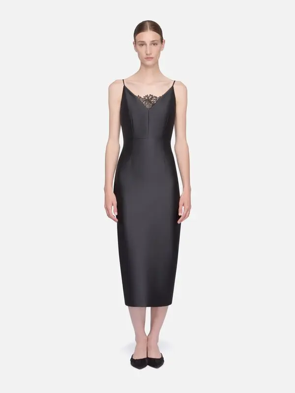 EMILIA WICKSTEAD Cloqué Pencil Midi Dress With Lace Inserts