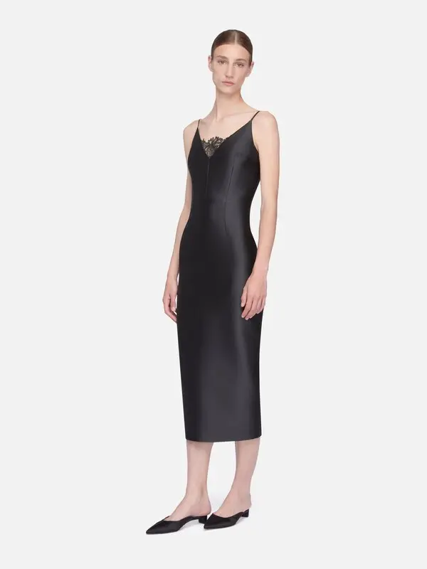 EMILIA WICKSTEAD Cloqué Pencil Midi Dress With Lace Inserts
