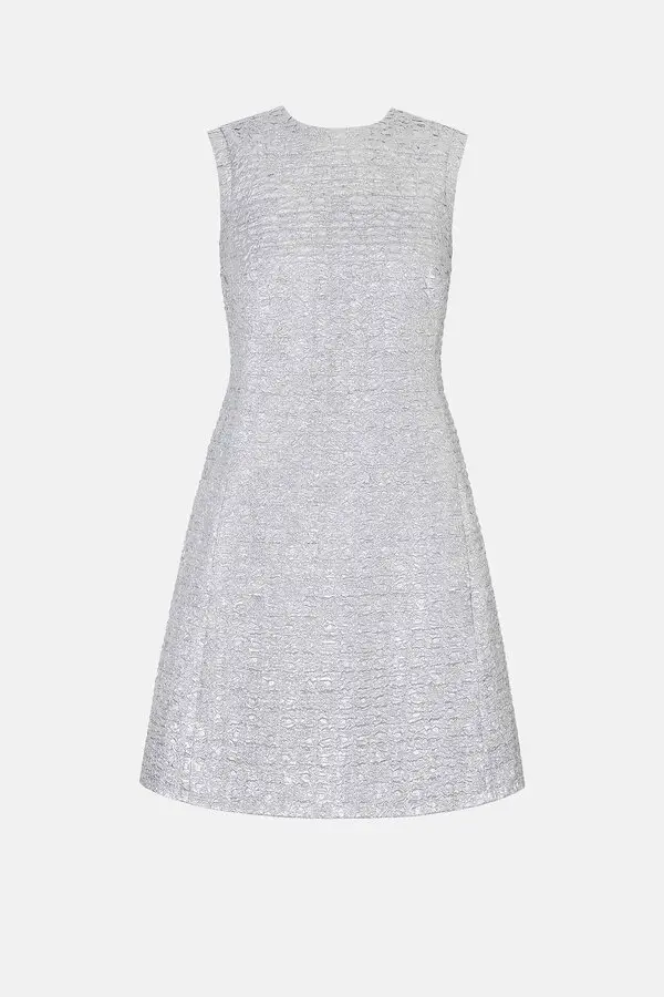 EMILIA WICKSTEAD Emmy Dress In Metallic Seersucker - Silver