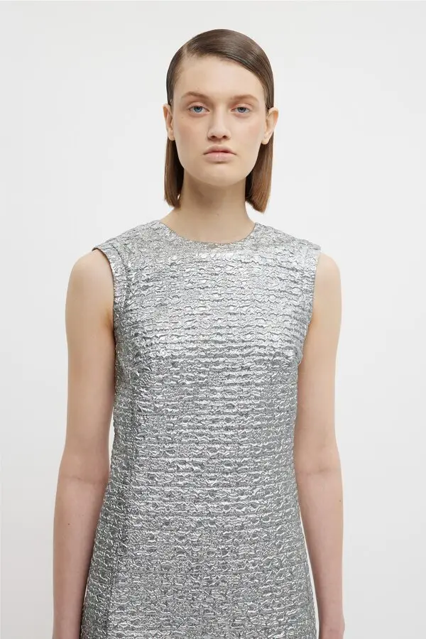 EMILIA WICKSTEAD Metallic Seersucker Shift Dress