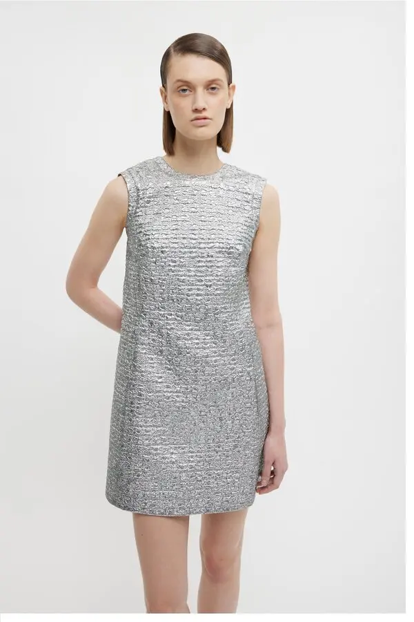EMILIA WICKSTEAD Metallic Seersucker Shift Dress