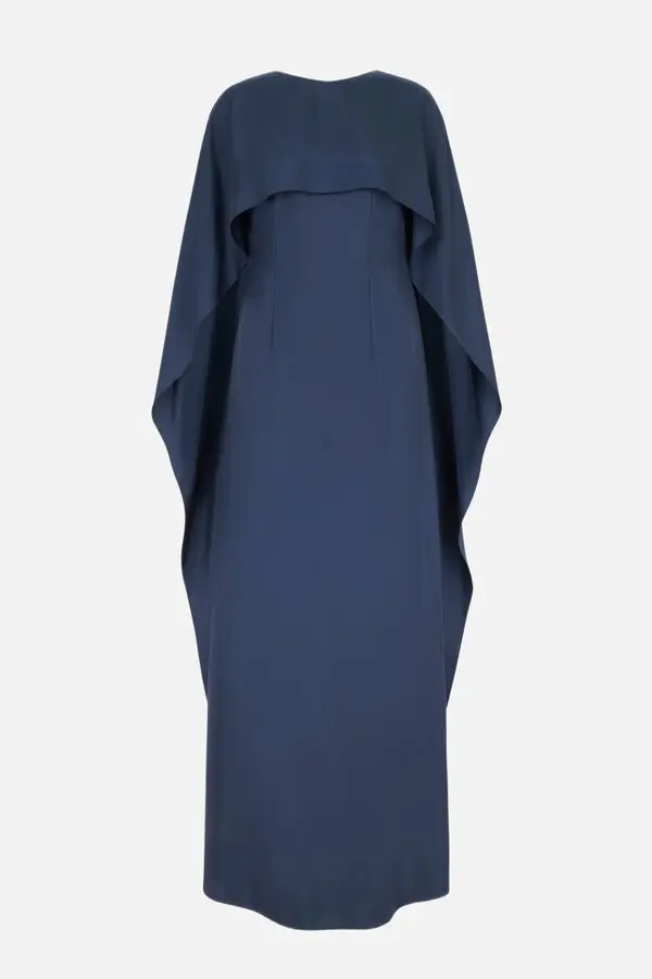 EMILIA WICKSTEAD Alphonse Silk Cape Dress - Navy