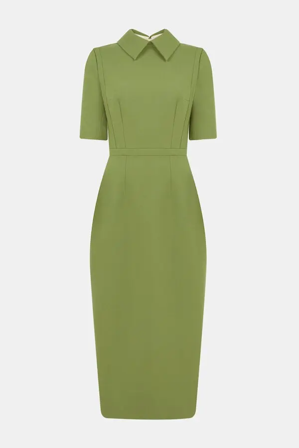 EMILIA WICKSTEAD Valletta Wool Crepe Dress - Olive