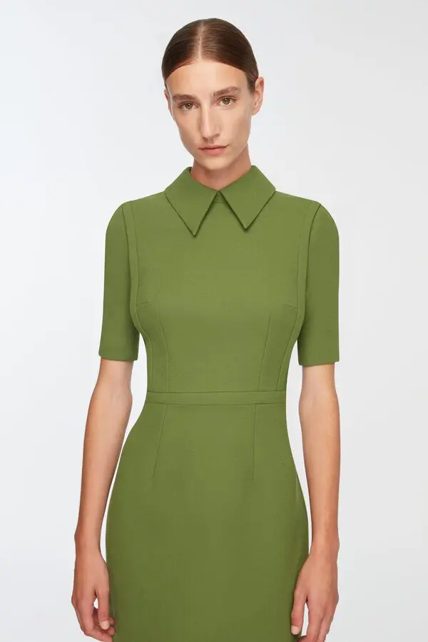 EMILIA WICKSTEAD Valletta Wool Crepe Dress - Olive