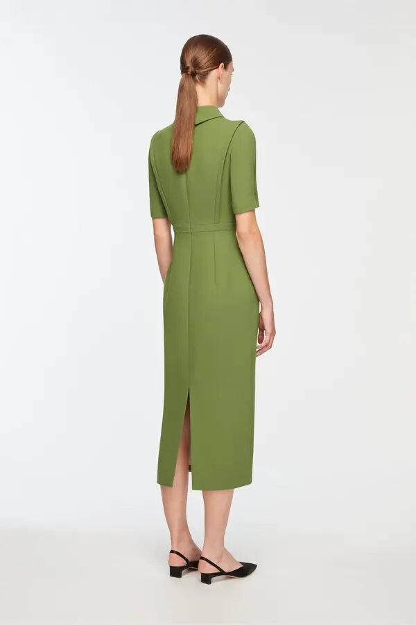 EMILIA WICKSTEAD Valletta Wool Crepe Dress - Olive
