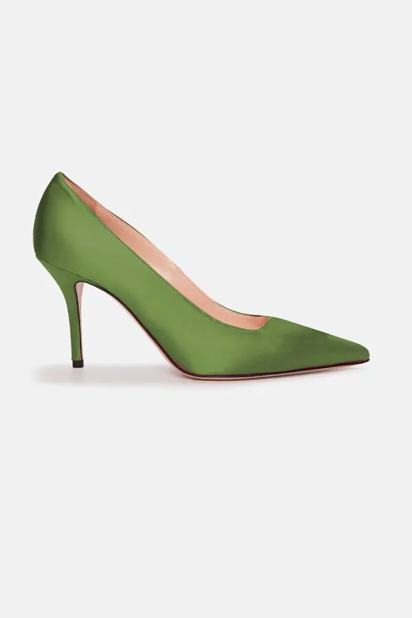 EMILIA WICKSTEAD Sophia Heel In Satin - Green