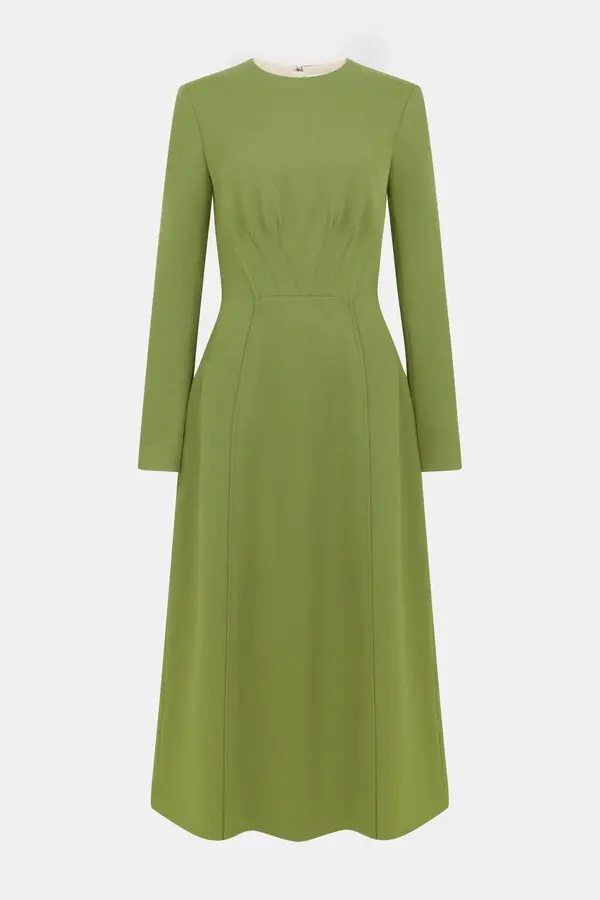 EMILIA WICKSTEAD Collinson Dress In Single Wool Crepe - Olive