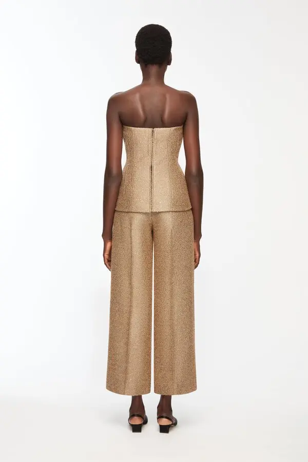 EMILIA WICKSTEAD Sequin Tweed Strapless Top