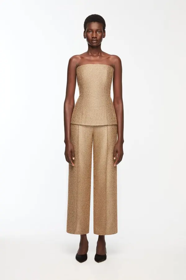 EMILIA WICKSTEAD Sequin Tweed Strapless Top