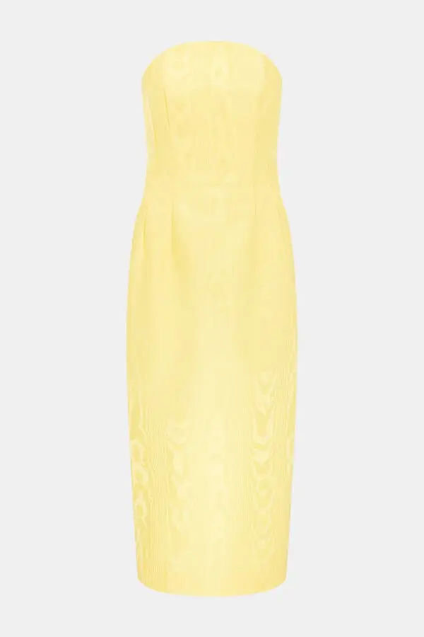 EMILIA WICKSTEAD Hailee Dress In Moiré Mikado - Lemon