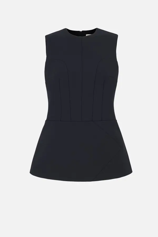 EMILIA WICKSTEAD Reville Top In Birdseye Suiting - Black