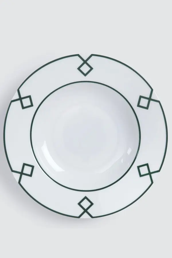 EMILIA WICKSTEAD Naples Round Hollow Dish With Green Border - Geometric