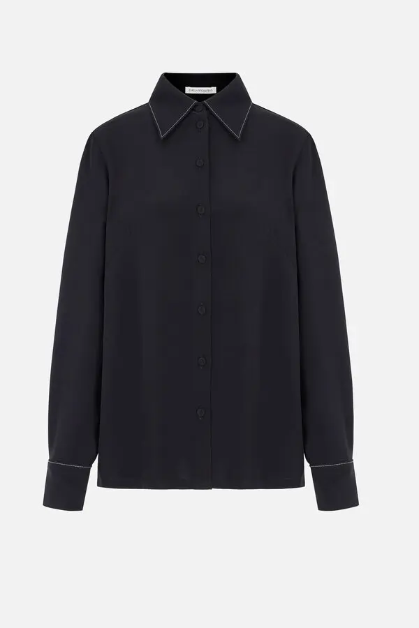 EMILIA WICKSTEAD Michio Top In Silk Crepe De Chine - Black