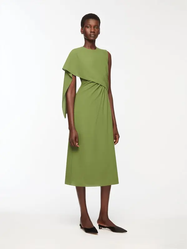 EMILIA WICKSTEAD Wool Crepe Sculpted Midi Dress