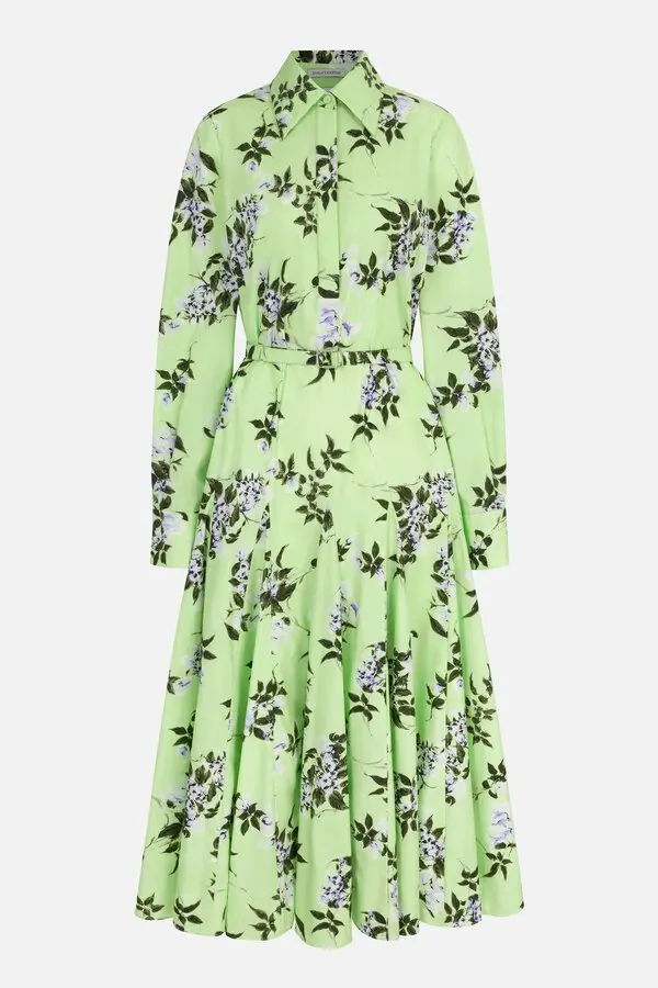 EMILIA WICKSTEAD Marione Dress In Lilac Lillies & Cherry Print On Organic Cotton - Green