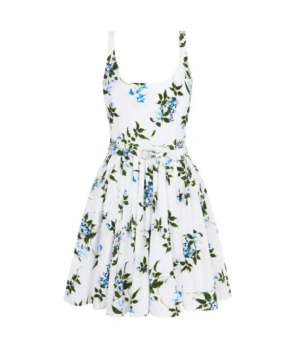 EMILIA WICKSTEAD Mini Eglantine Dress In Lilac Lillies & Cherry Print - White