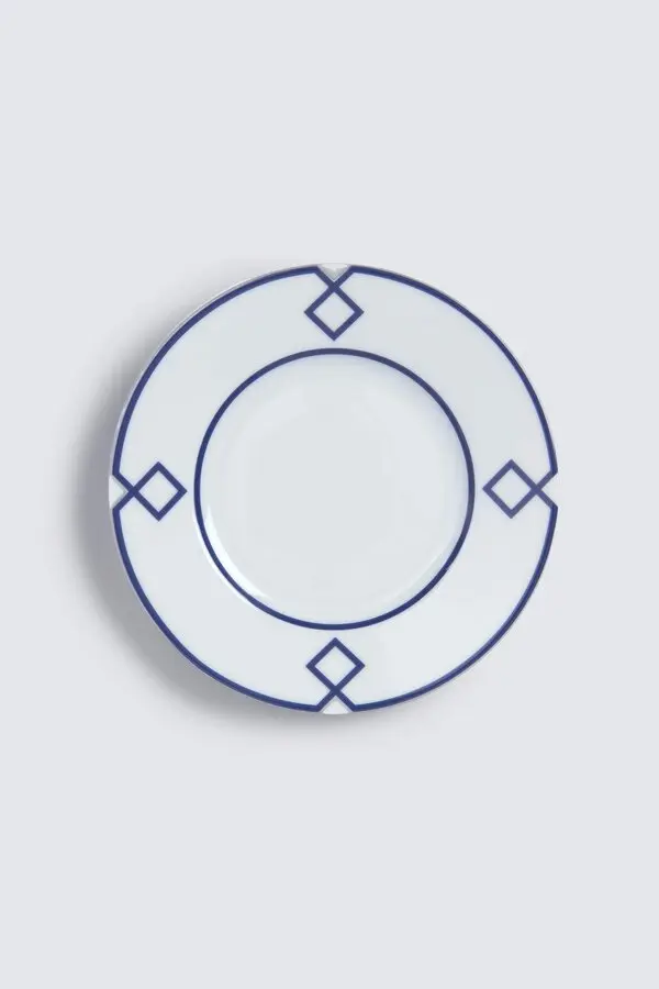 EMILIA WICKSTEAD Naples Bread Plate With Navy Border - Geometric