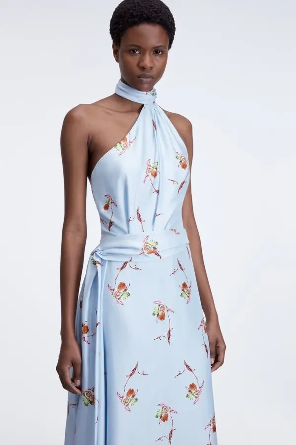 EMILIA WICKSTEAD Silk Twill Floral Print Maxi Dress