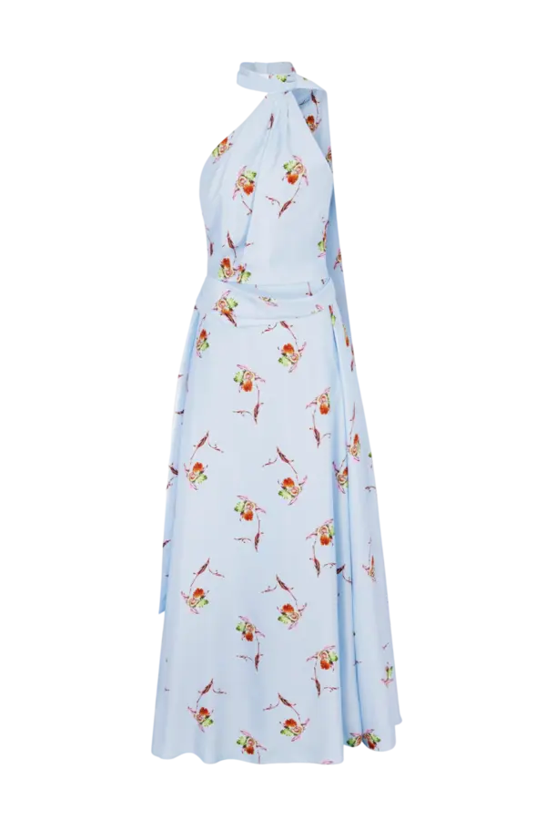 EMILIA WICKSTEAD Silk Twill Floral Print Maxi Dress - Blue